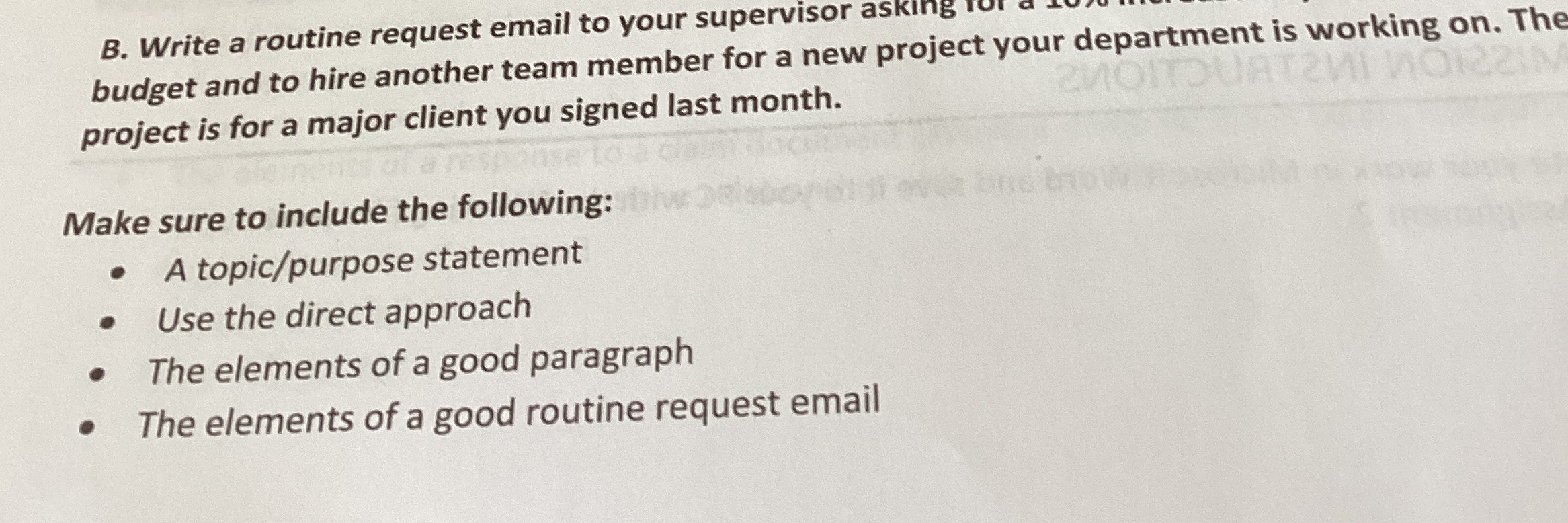 Solved B. ﻿Write a routine request email to your supervisor | Chegg.com