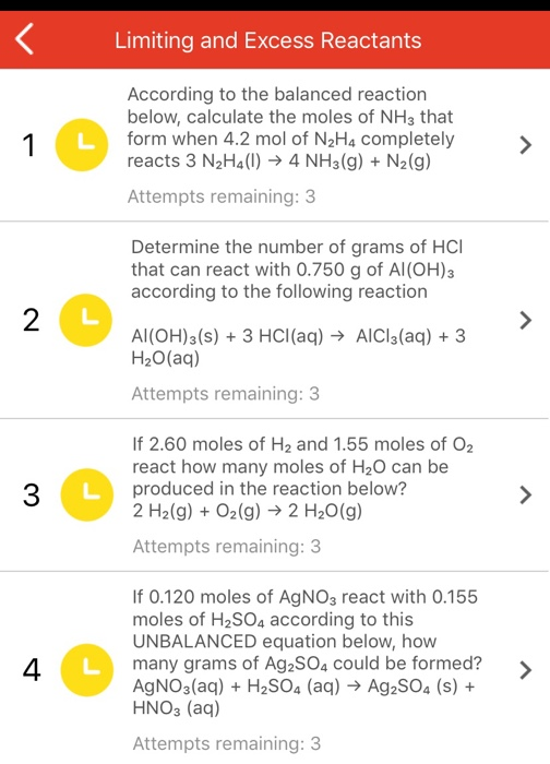 Solved Limiting and Excess Reactants According to the | Chegg.com