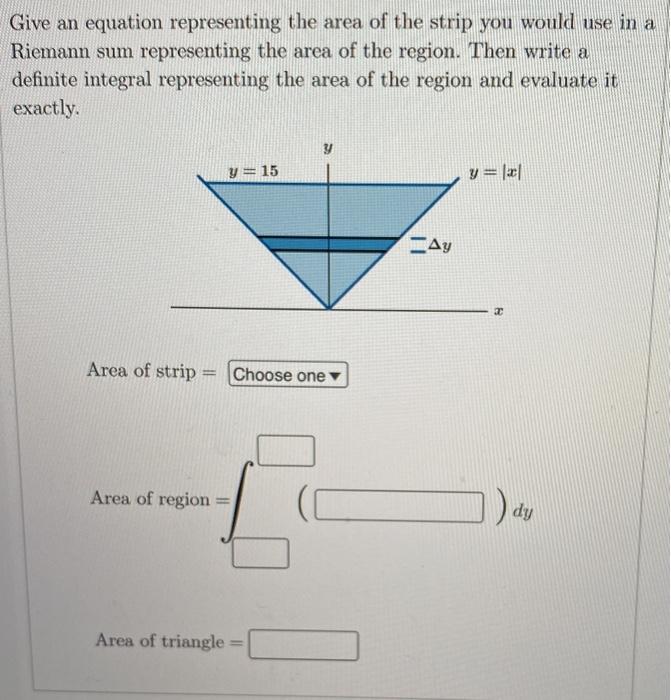 Solved Give an equation representing the area of the strip | Chegg.com