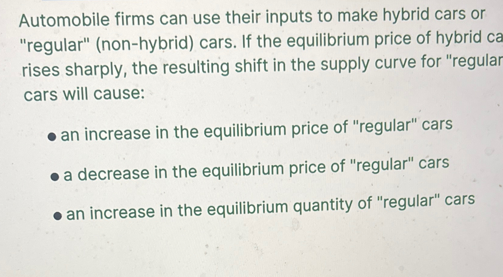 Solved Automobile firms can use their inputs to make hybrid | Chegg.com
