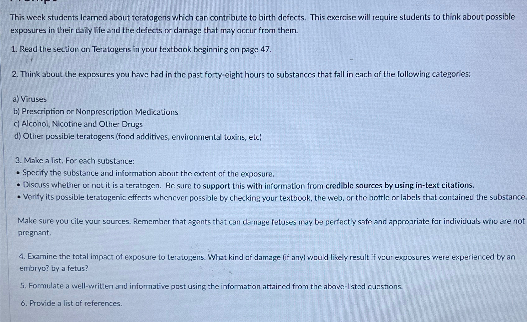 Solved This week students learned about teratogens which can | Chegg.com