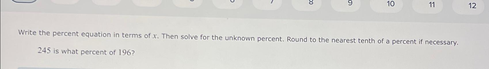 Solved Write the percent equation in terms of x. ﻿Then solve | Chegg.com