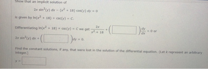 Solved Solve the given differential equation by separation | Chegg.com