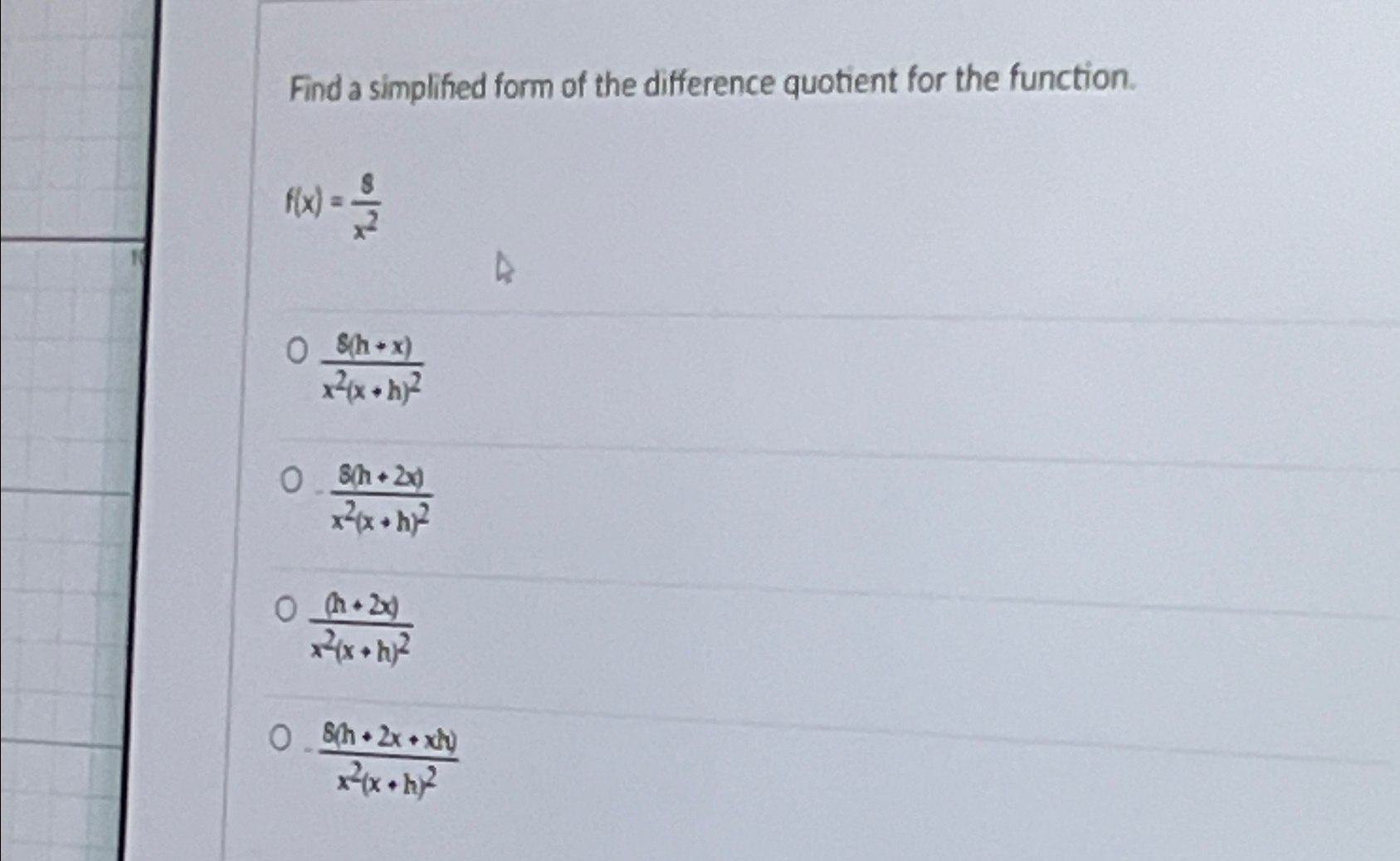 Solved Find a simplifed form of the difference quotient for | Chegg.com