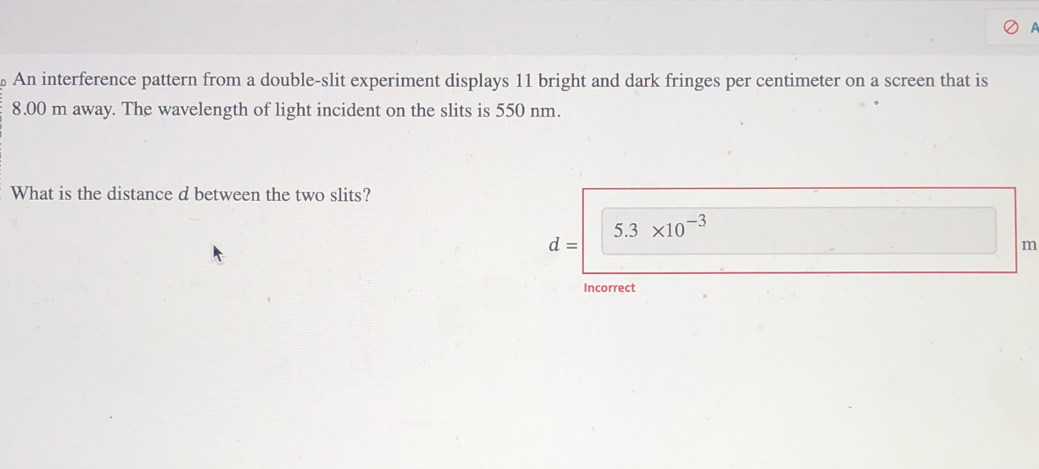 Solved An interference pattern from a double-slit experiment | Chegg.com