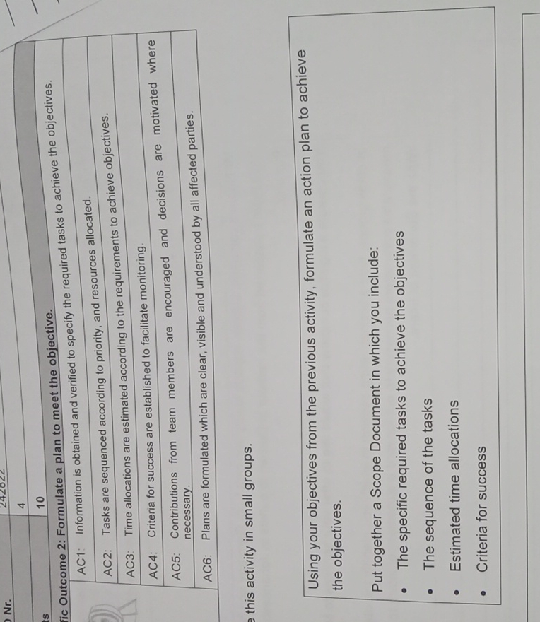 Solved \table[[Nr.,4],[,10]]fic Outcome 2: Formulate a plan | Chegg.com