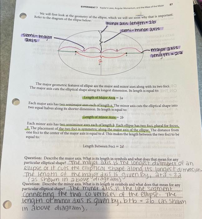 Solved Question: Define foci and describe the distance | Chegg.com