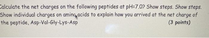 Solved Calculate the net charges on the following peptides | Chegg.com