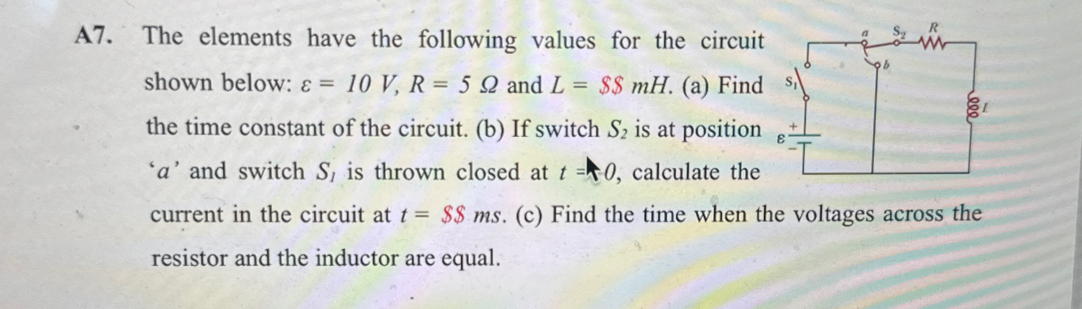 Solved A7. ﻿The elements have the following values for the | Chegg.com