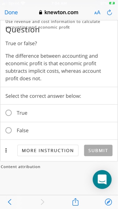 Solved Ć Done knewton.com AA Use revenue and cost | Chegg.com