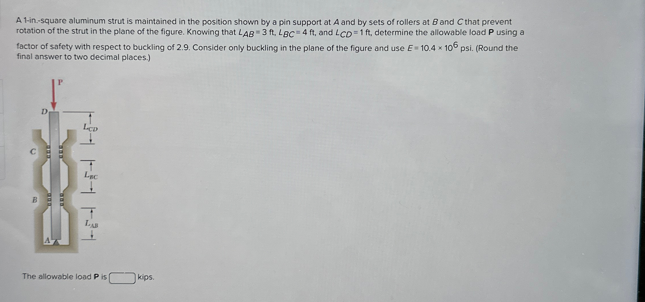 Solved A 1-in.-square aluminum strut is maintained in the | Chegg.com