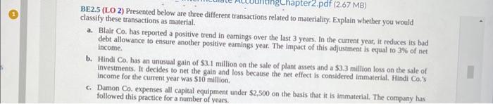 Solved BE2.5 (LO 2) Presented below are three different | Chegg.com