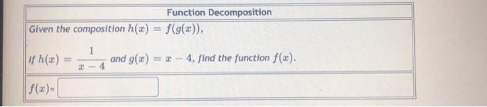 Solved Function Decomposition Given the composition h(x) = | Chegg.com