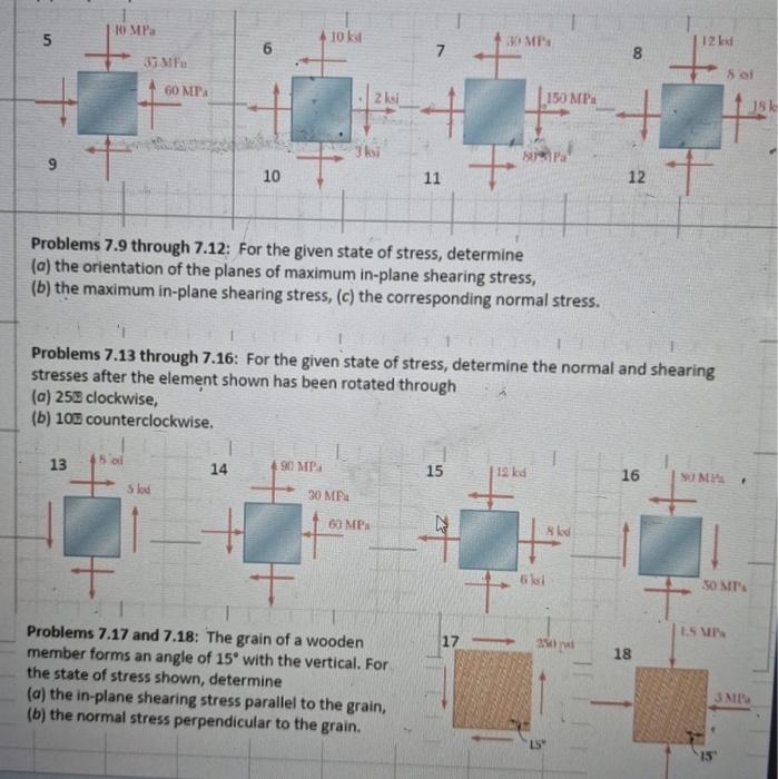 Solved Problems 7.1 through 7.4: For the given state of | Chegg.com