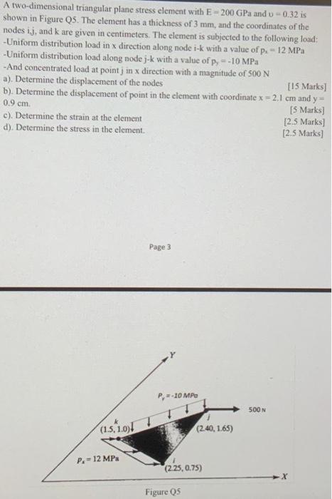 Solved A fwo-dimensional triangular plane stress element | Chegg.com