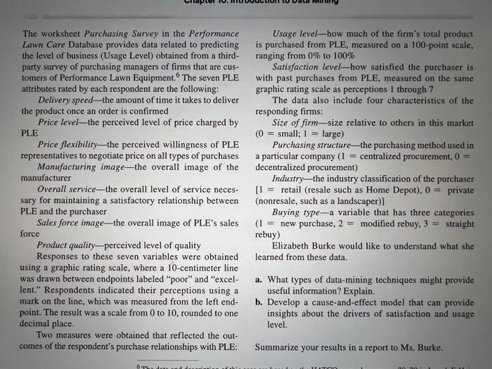 Solved The worksheet Purchasing Survey in the Performance | Chegg.com