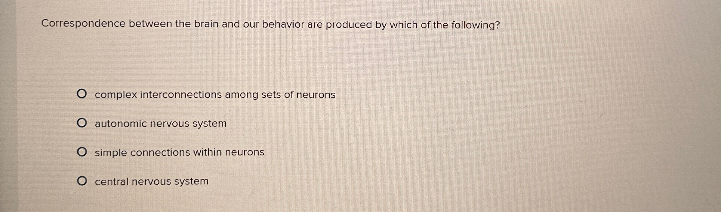 Solved Correspondence between the brain and our behavior are | Chegg.com