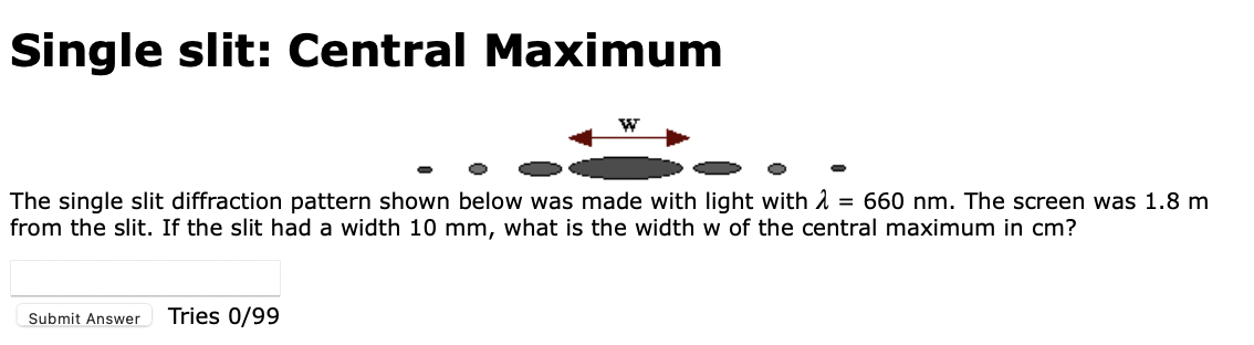 Solved Single slit: Central MaximumThe single slit | Chegg.com