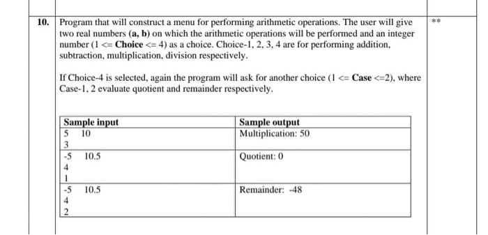 Solved ** 10. Program that will construct a menu for | Chegg.com