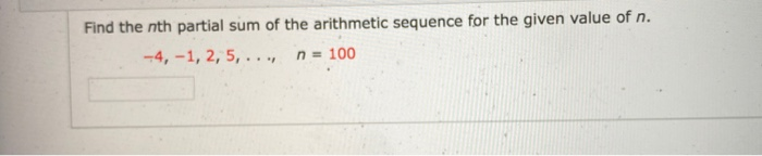 Solved Find The Nth Partial Sum Of The Arithmetic Sequence 1762