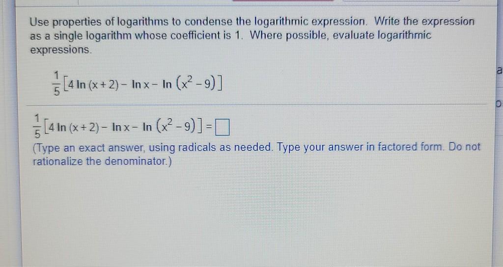 Solved Use properties of logarithms to expand each | Chegg.com