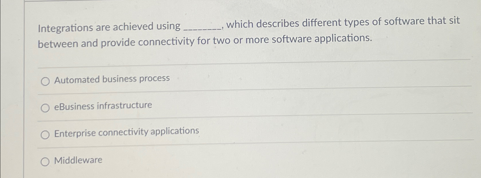 Solved Integrations are achieved using ﻿which describes | Chegg.com