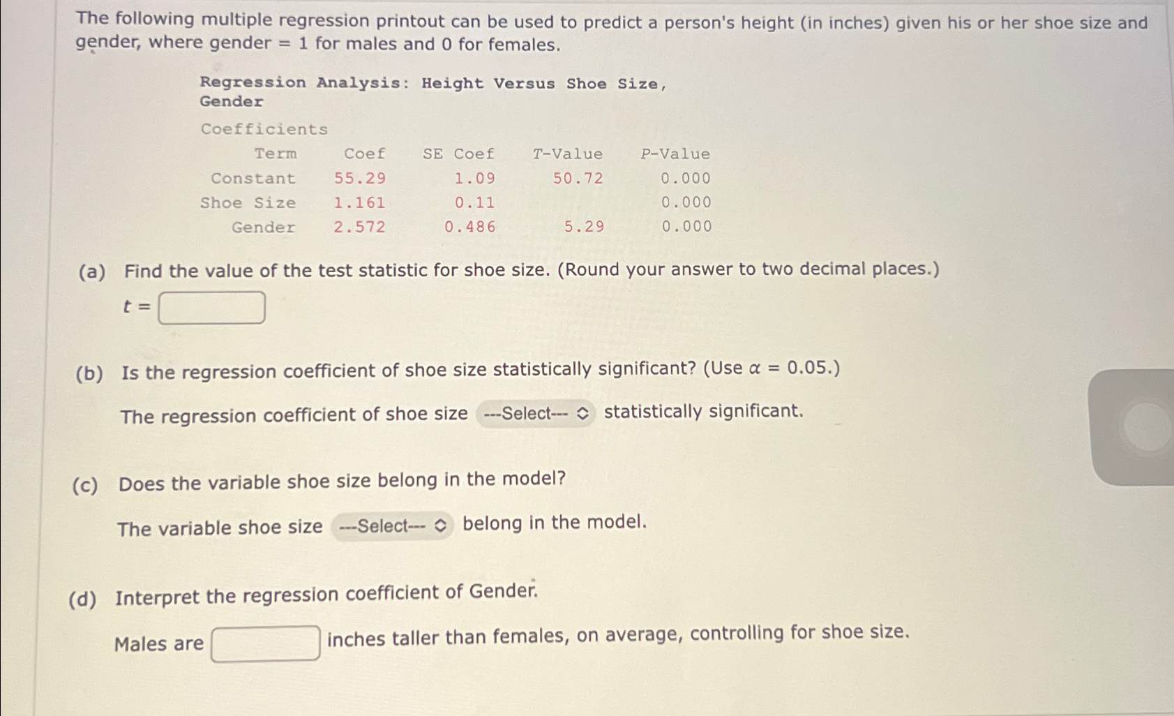 Solved The following multiple regression printout can be | Chegg.com