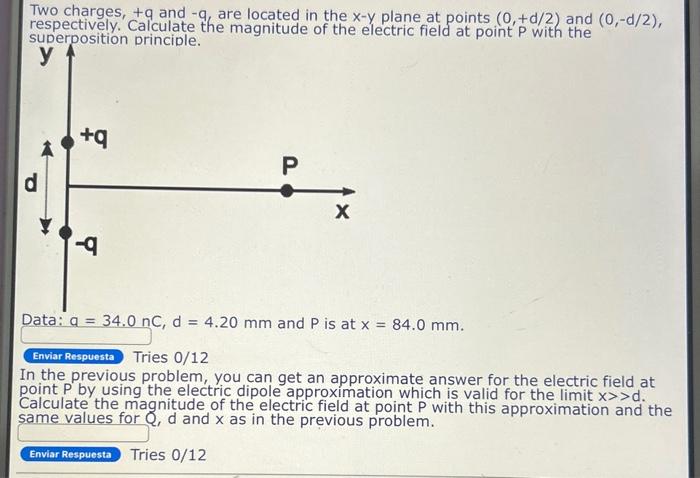 Solved Two charges, +q and −q are located in the x−y plane | Chegg.com