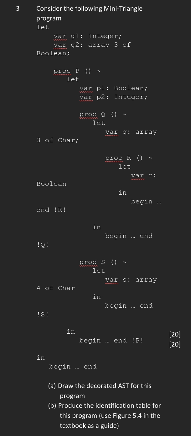 Solved 3Consider the following Mini-Triangle programletvar | Chegg.com