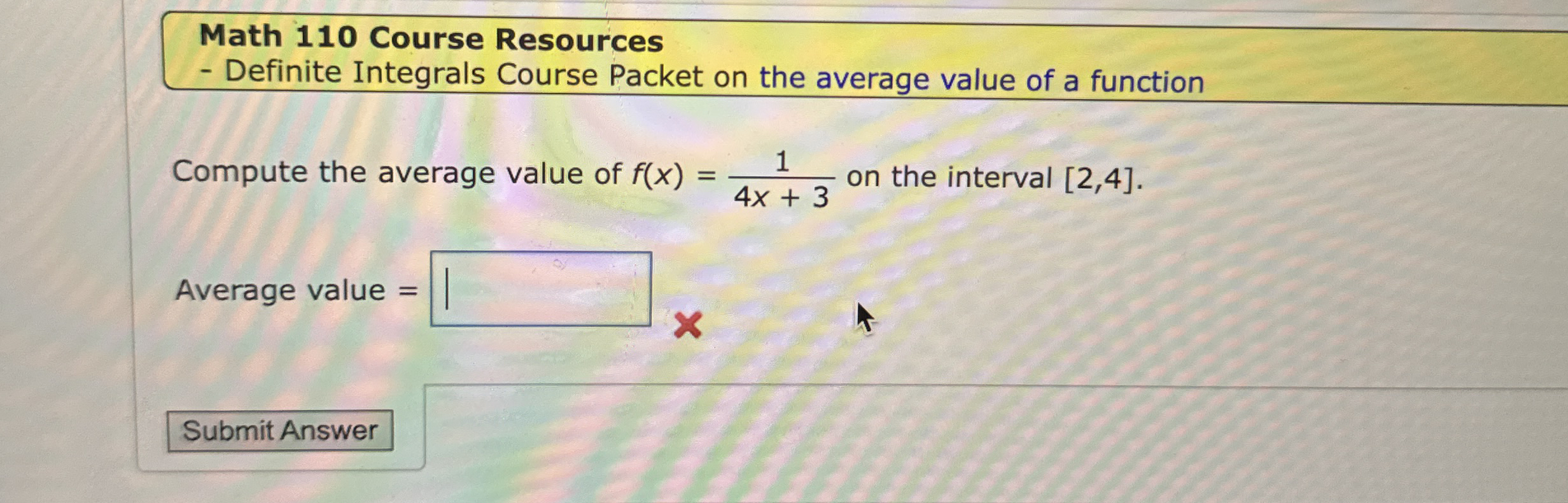 Solved Math 110 ﻿Course ResourcesDefinite Integrals Course | Chegg.com