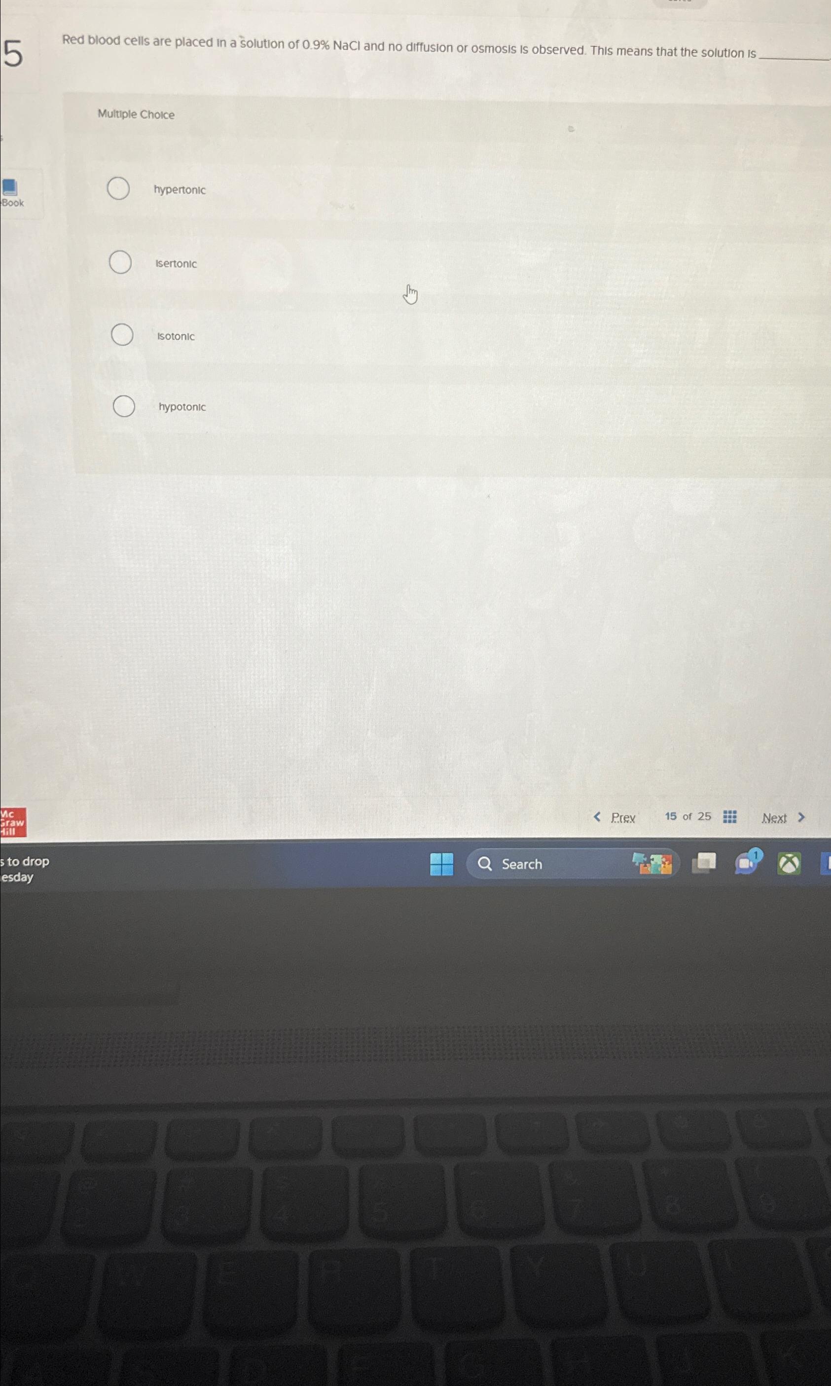 Solved 5Red blood cells are placed in a solution of 0.9%NaCl | Chegg.com