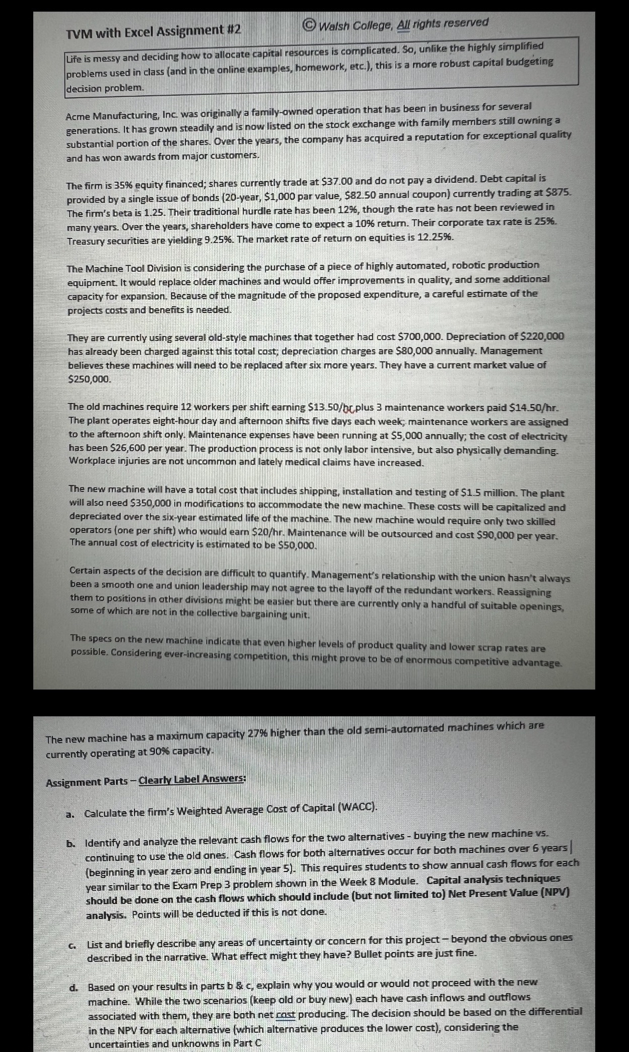 Solved TVM with Excel Assignment $2(C) ﻿Walsh College, All | Chegg.com