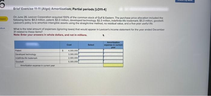 Solved Brief Exercise 11-11 (Algo) Amortization; Partial | Chegg.com Solved Brief Exercise 11-11 (Algo) Amortization; Partial | Chegg.com