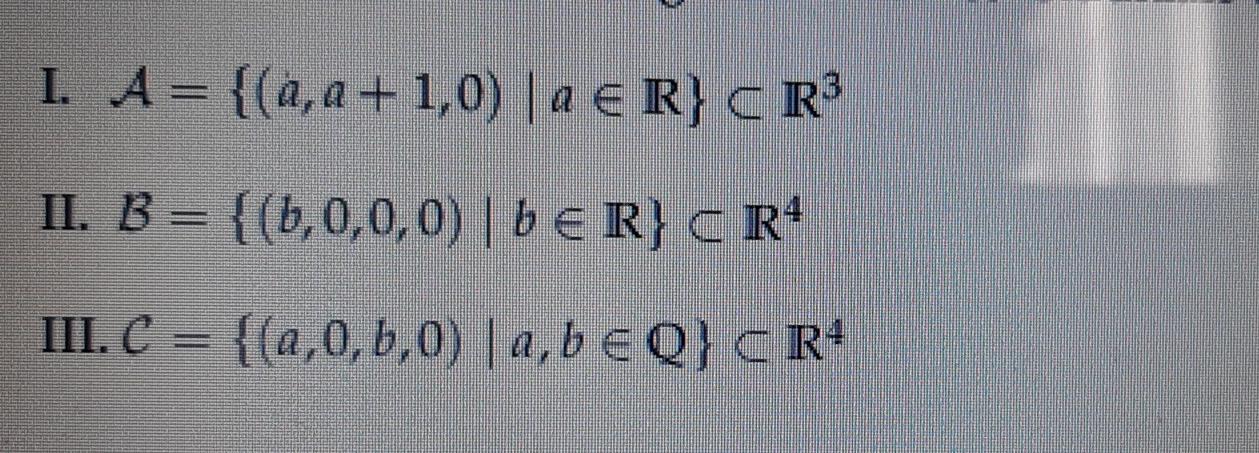 Solved Which of the following sets form a subspace of the | Chegg.com