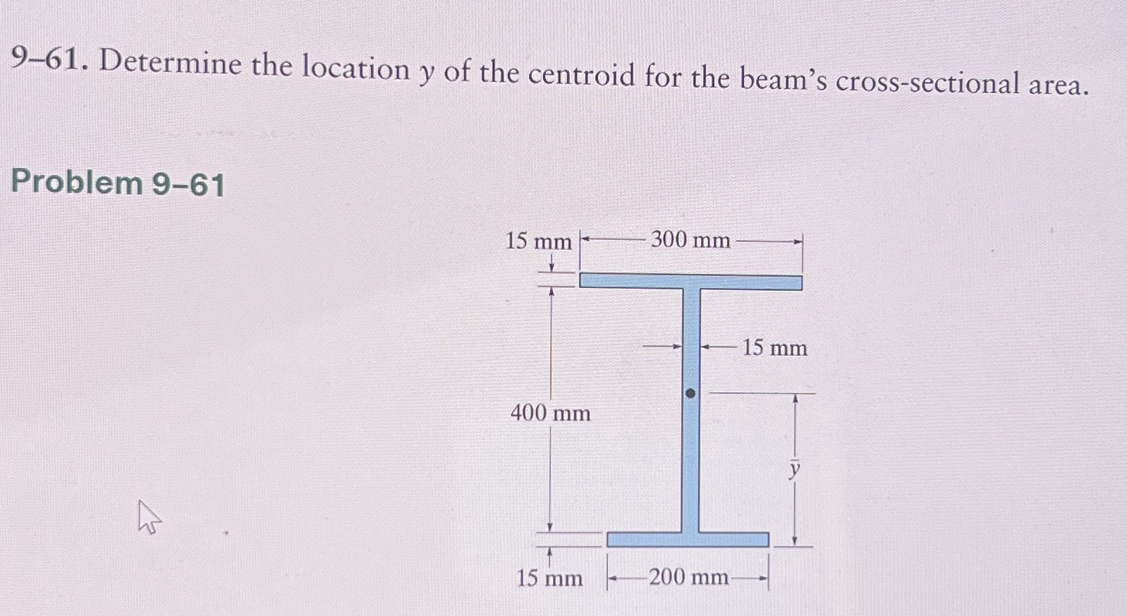 Solved 9-61. ﻿Determine the location y ﻿of the centroid for | Chegg.com