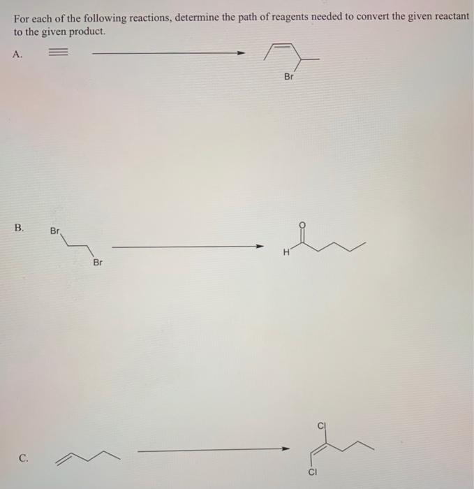 Solved For Each Of The Following Reactions Determine The