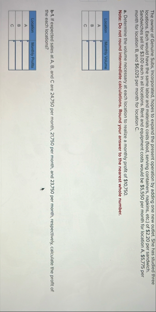 Solved The owner of Genuine Subs, Incorporated, hopes to | Chegg.com