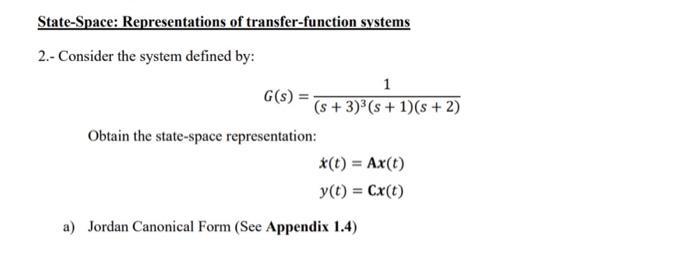 Solved State Space Representations Of Transfer Function
