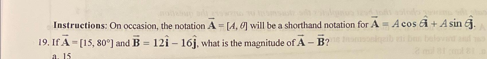 Solved Instructions: On occasion, the notation vec(A)=[A,θ] | Chegg.com