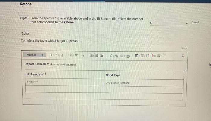 Solved Ketone (1pts) From the spectra 1-8 available above | Chegg.com
