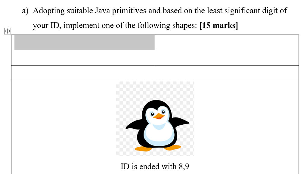 Solved a) ﻿Adopting suitable Java primitives and based on | Chegg.com