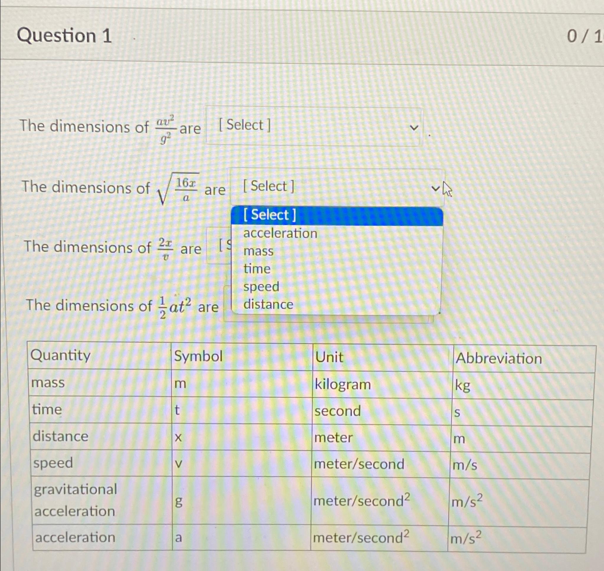 Solved Question 1The dimensions of av2g2 ﻿areThe dimensions | Chegg.com