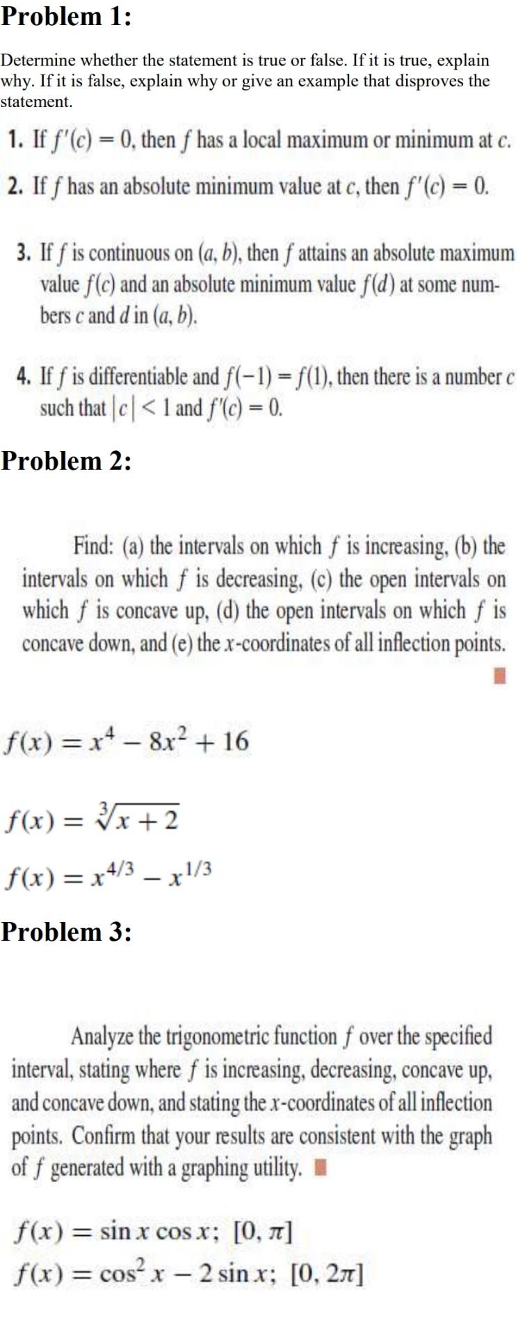 Solved Problem 1: Determine whether the statement is true or | Chegg.com