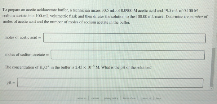 Solved To prepare an acetic acid/acetate buffer, a | Chegg.com