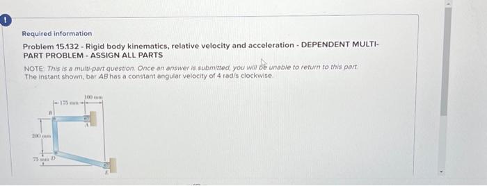 Required information Problem 15.132 - Rigid body | Chegg.com