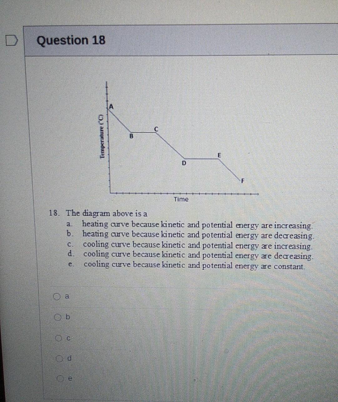 Solved 18. The diagram above is a a. heating curve because | Chegg.com