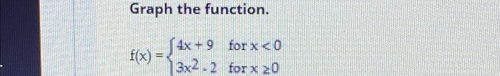 Solved Graph the function.f(x)={4x+9 for x