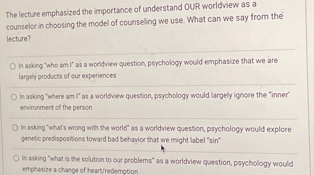 Solved The lecture emphasized the importance of understand | Chegg.com