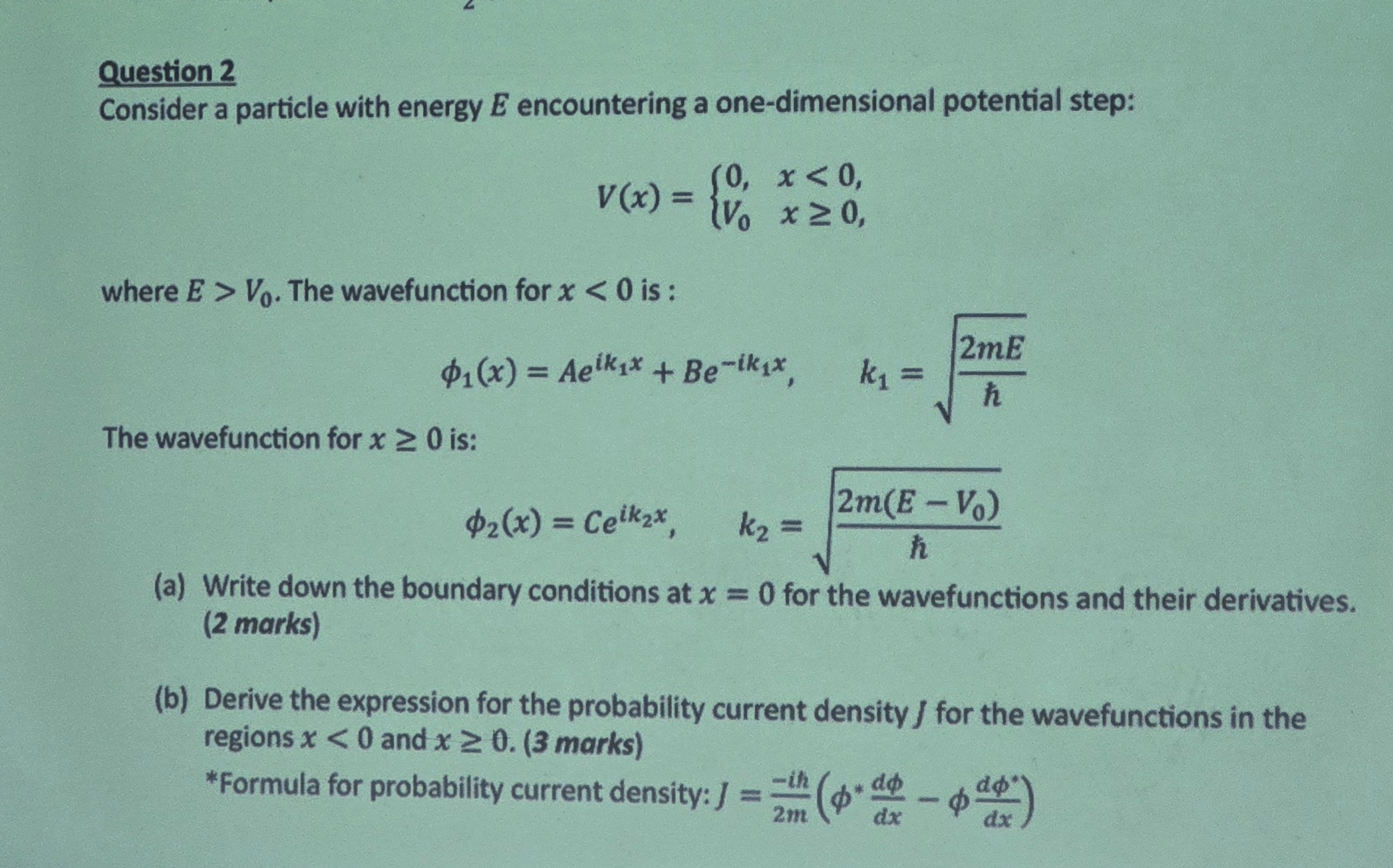 Question 2Consider a particle with energy E | Chegg.com