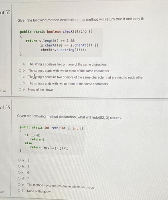Solved of 55 Given the following method declaration, this | Chegg.com